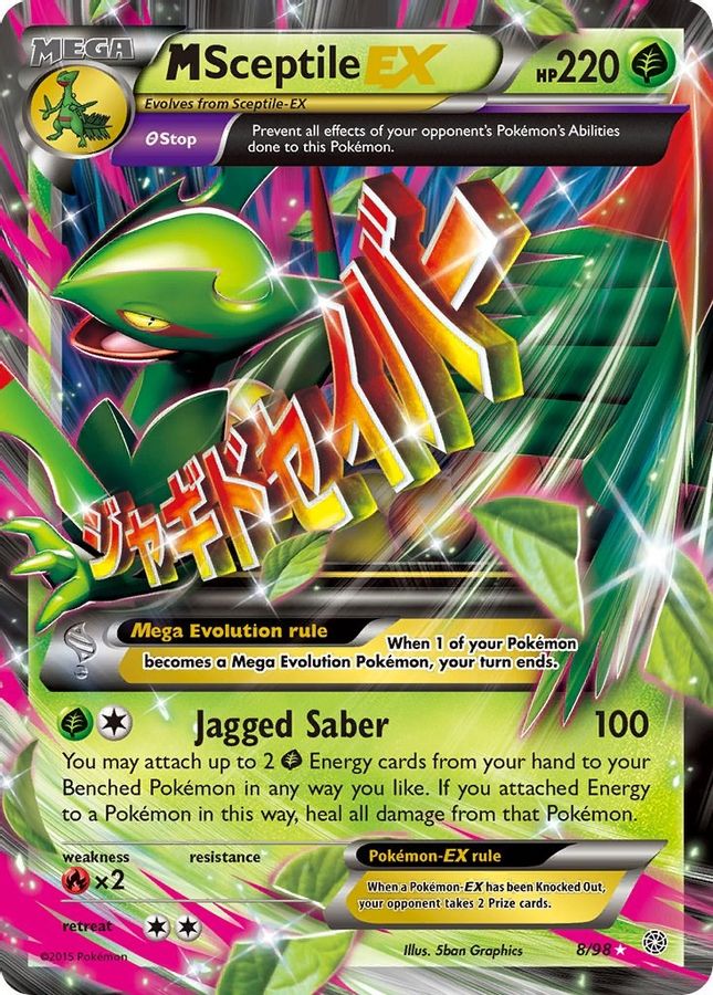 M Sceptile EX 8/98 Raw Card - Rare Pokémon Collectible